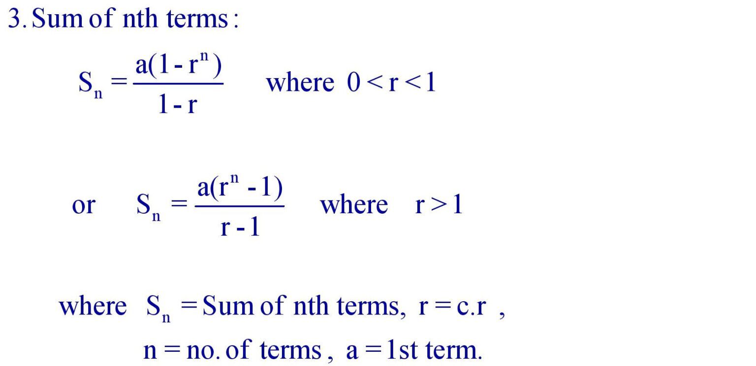 Sequence And Series Formula » Formula In Maths