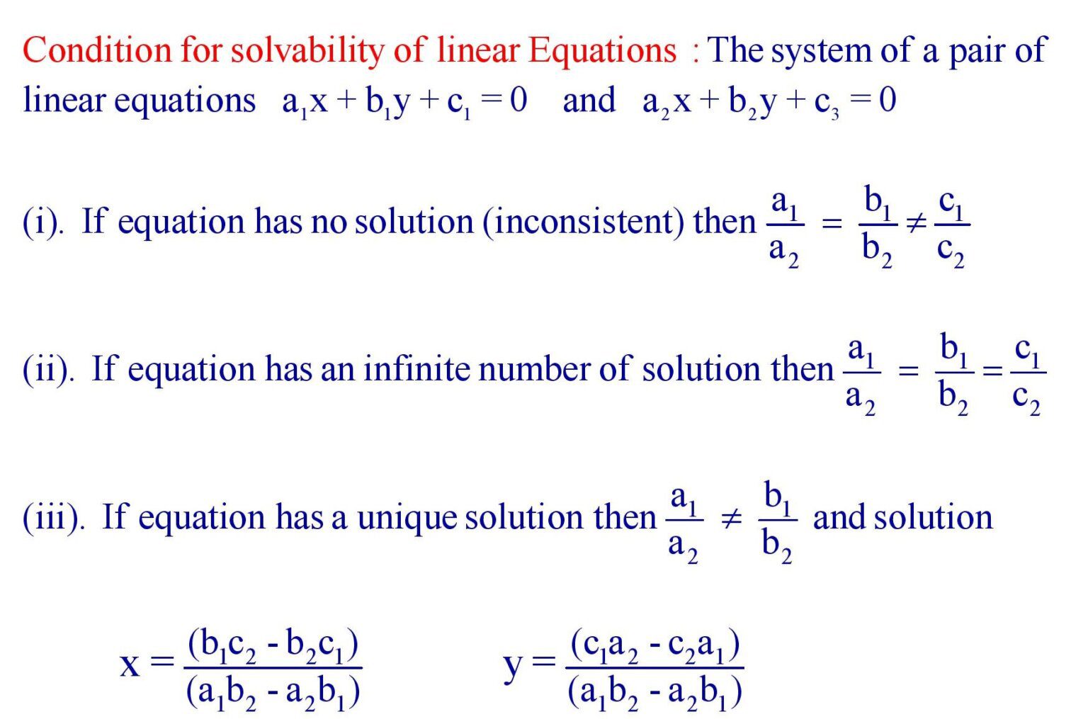 Linear Equations In Two Variables For 10th Class » Formula In Maths
