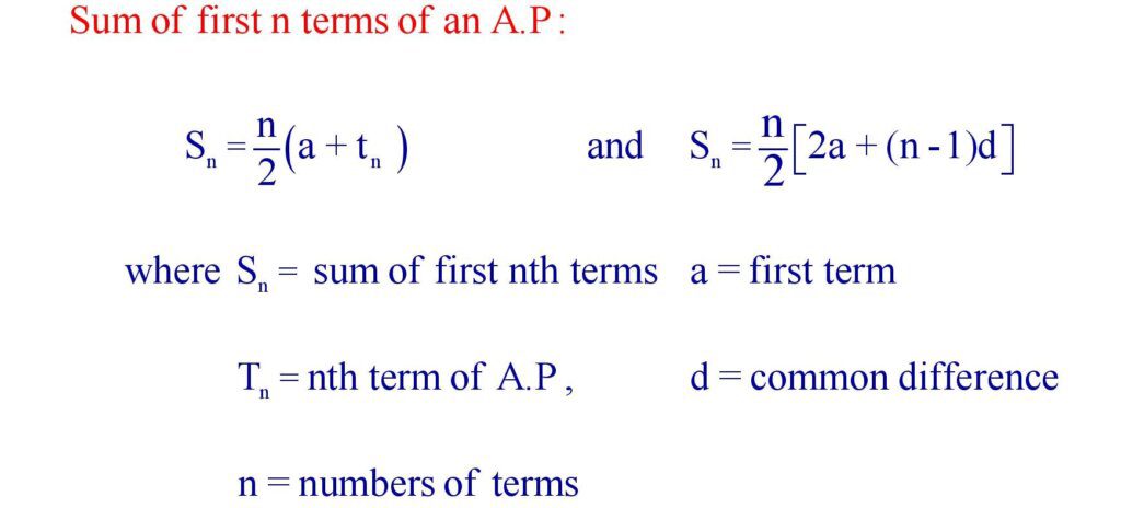 Arithmetic Progression Formula For 10th Class » Formula In Maths