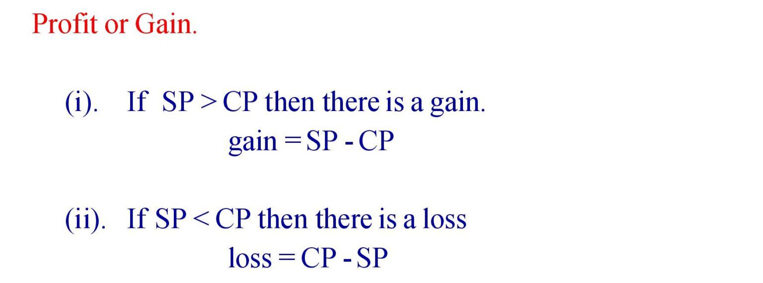 Profit And Loss Formula For 8th Class » Formula In Maths