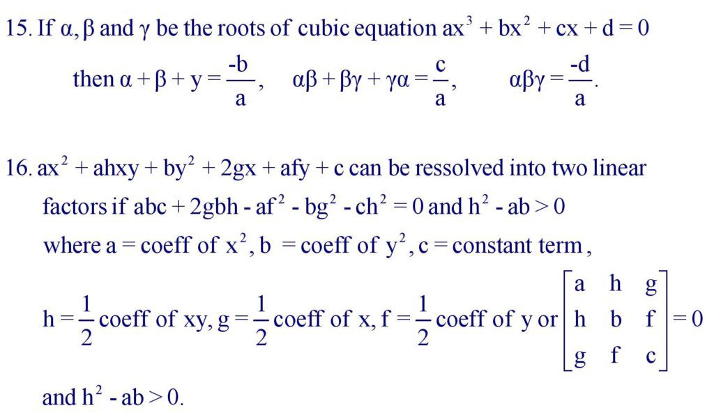 Quadratic Equations Formula For 11th Class » Formula In Maths
