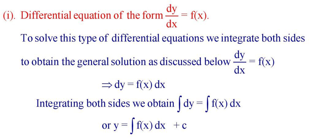 Differential Equations Formula For 12th Class » Formula In Maths